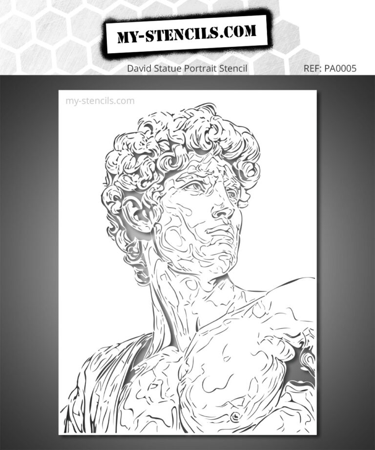 David Statue Portrait Stencil – Elegance & Fine Detail