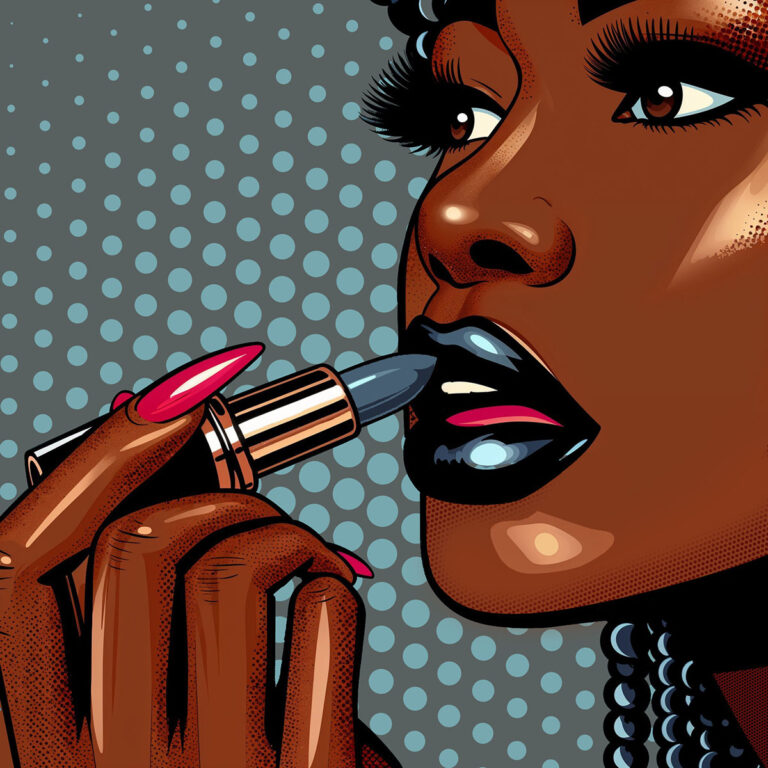 Comics & Lichtenstein Stencils: Lipstick Rendezvous