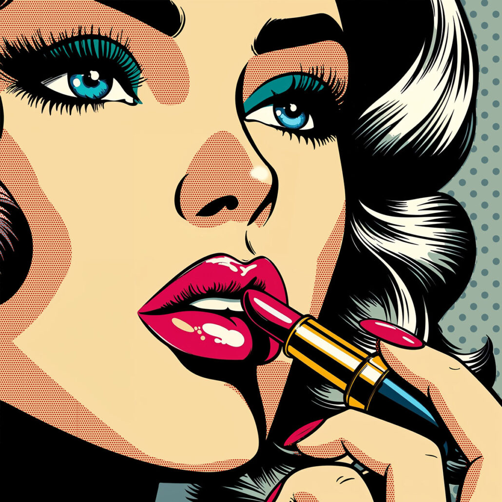 Comics & Lichtenstein Stencils: Lipstick Rendezvous
