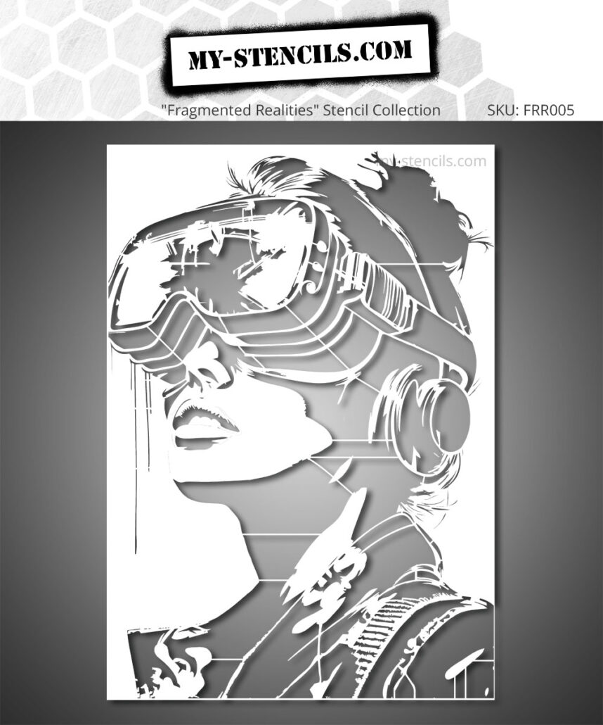 Futuristic Woman Vr Headset Stencil Transform Your Creations With A