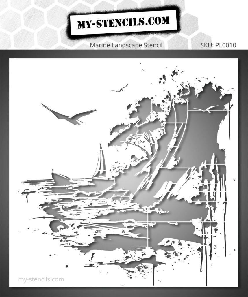 Marine Landscape Stencil - Ocean-Inspired Design for Painting and Decor