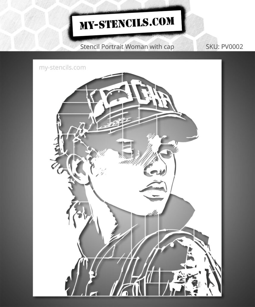 Cap Woman Portrait Stencil - Perfect for Urban Art and Painting