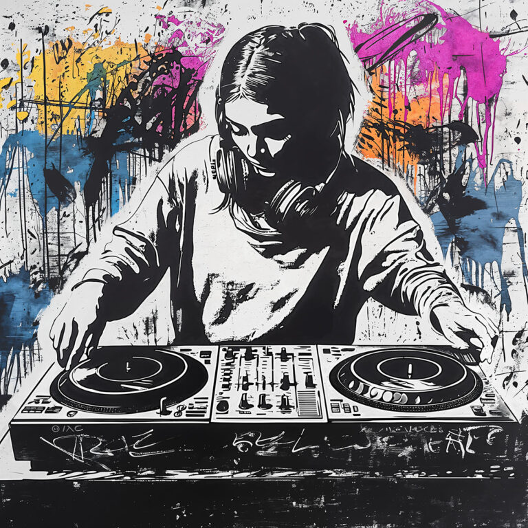 DJ Woman Stencil - The Fusion of Style and Music