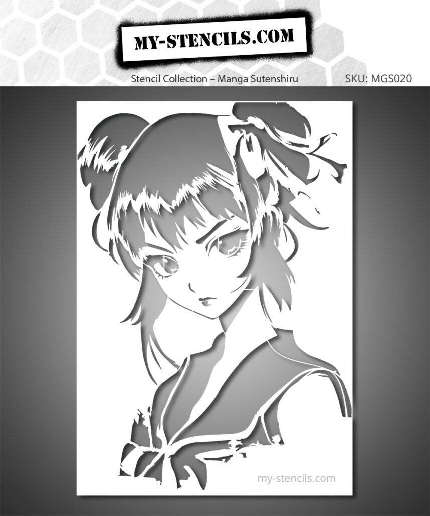 Rebel Girl Manga Stencil – Artistic Japanese Design